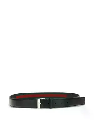 Gucci Web-stripe Leather Belt - Black