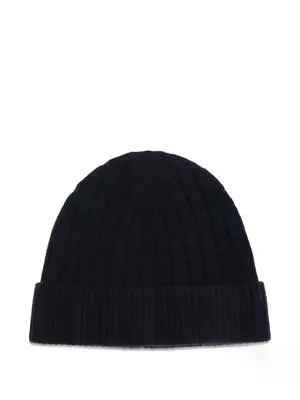 Kiton Ribbed Knit Cashmere Beanie Hat - Blue