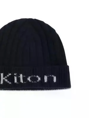Kiton Ribbed Knit Cashmere Beanie Hat - Blue