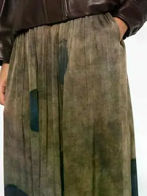 UMA WANG Polka Dot Pleated Midi Skirt - Brown