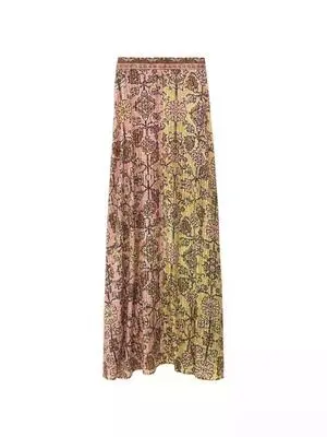 Ba&sh Geometric Print Pleated Maxi Skirt