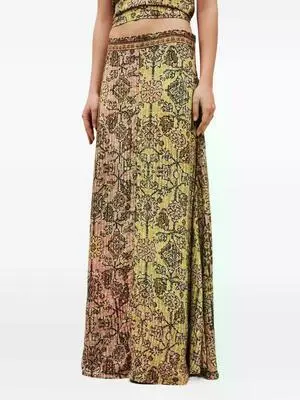 Ba&sh Geometric Print Pleated Maxi Skirt