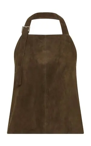 ST. AGNI Suede Apron Halter Top - Khaki
