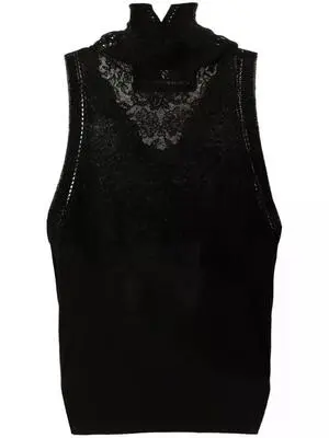 Ermanno Scervino Fine Knit Top With Lace Paneling