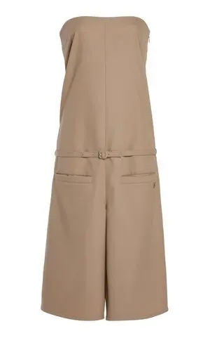 COURREGES Belted Cotton Canvas Jumpsuit - Khaki