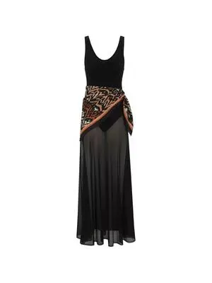 Zimmermann Aster Maxi Dress With Removable Scarf - Black
