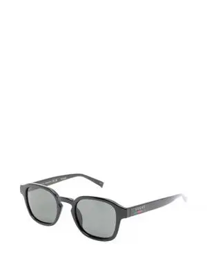Gucci Geometric-frame Sunglasses With Web Stripe Detail - Black