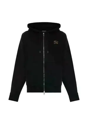 Burberry Logo Embroidered Zip-up Hoodie