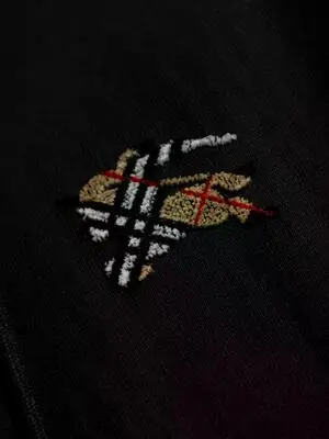 Burberry Logo Embroidered Zip-up Hoodie