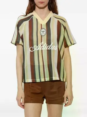 Adidas Striped Logo-embroidered T-shirt