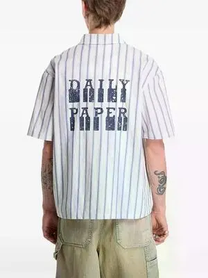 DAILY PAPER Striped Logo Print Shirt