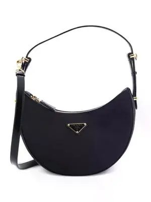 Prada Half Moon Tessuto Hobo Bag - Black