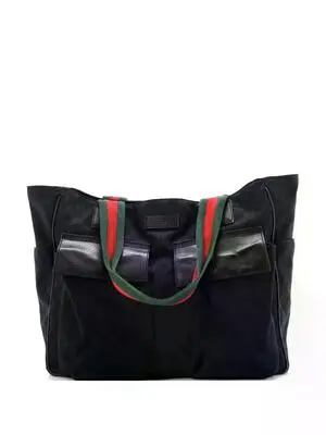 Gucci Gg Canvas Medium Tote Bag With Double Pocket Web Handle