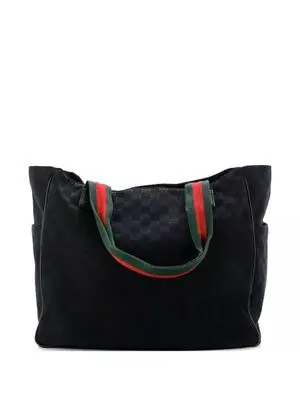 Gucci Gg Canvas Medium Tote Bag With Double Pocket Web Handle