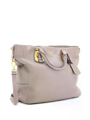 Prada Convertible Vitello Daino Large Tote Bag - Grey