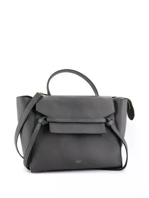 Celine Textured Leather Mini Shoulder Bag - Grey