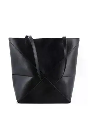 Loewe Puzzle Fold Leather Medium Tote Bag - Black
