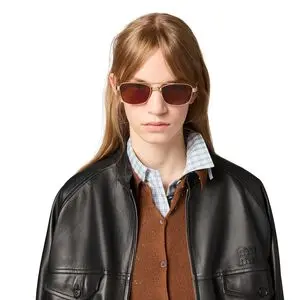 Miu Miu Nappa Leather Jacket With Stand Collar