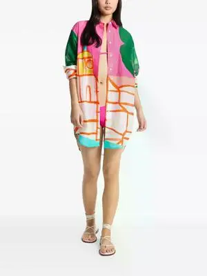 Michael Kors St. Tropez Graphic-print Shirt Dress - Pink