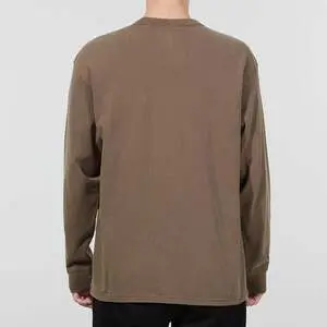 Nike Solid Color Small Logo Round Neck Long Sleeves Coffee T-shirt - Brown