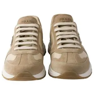 Prada Prax Suede And Re-nylon Sneakers - Desert/ivory