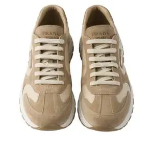 Prada Prax Suede And Re-nylon Sneakers - Desert/ivory