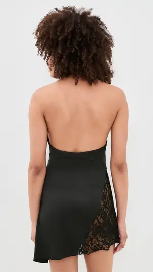 Lioness Amore Mini Dress With Lace Panels - Noir