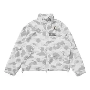 A BATHING APE X Clot Camouflage Detachable Sleeve Rain Jacket - White