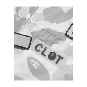 A BATHING APE X Clot Camouflage Detachable Sleeve Rain Jacket - White