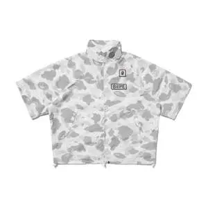 A BATHING APE X Clot Camouflage Detachable Sleeve Rain Jacket - White
