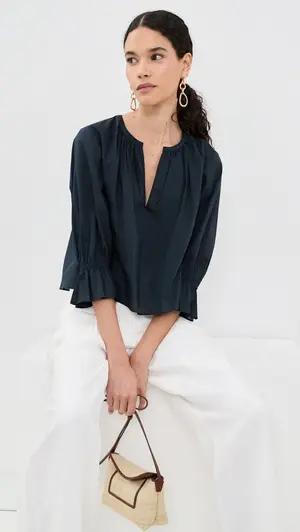 FRAME The Poet Blouse - Navy