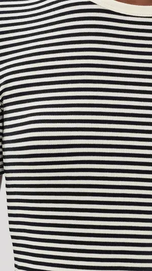 FRAME Fine Rib Crew Tee With Stripes