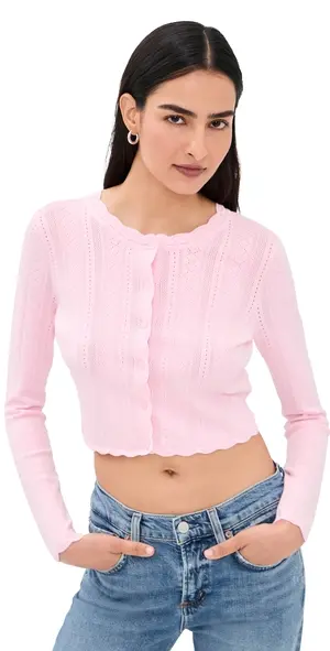 LoveShackFancy Nadiya Cardigan - Candy Floss Pink