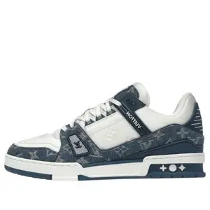 LOUIS VUITTON Trainer Low Monogram Denim Sneakers - White/blue