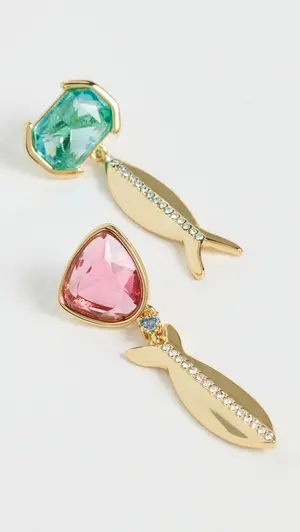 Mignonne Gavigan Paula Mismatched Fish Earrings With Cubic Zirconia