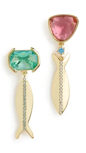 Mignonne Gavigan Paula Mismatched Fish Earrings With Cubic Zirconia