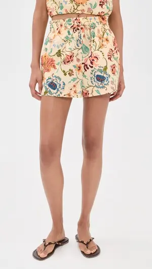 Ulla Johnson Marnie Cotton Floral Print Shorts - Abalone