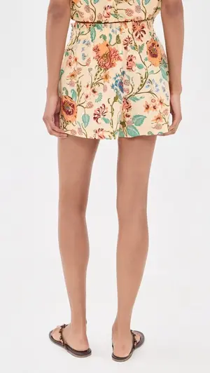 Ulla Johnson Marnie Cotton Floral Print Shorts - Abalone
