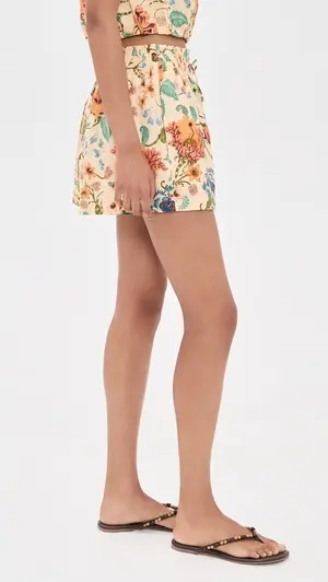 Ulla Johnson Marnie Cotton Floral Print Shorts - Abalone