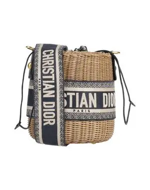 Dior Woven Bucket Bag With Embroidered Logo - Light Brown