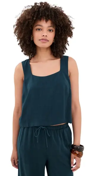 Z Supply Charli Cropped Linen Tank - Eclipse