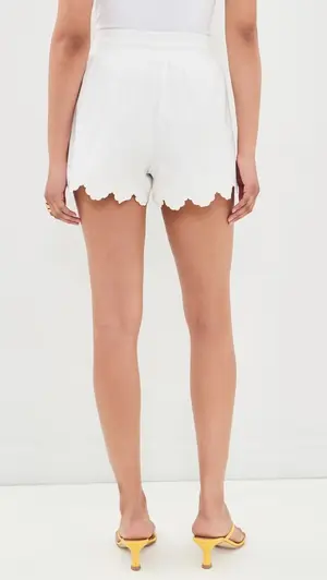 Moon River Scallop Floral Embroidered Shorts