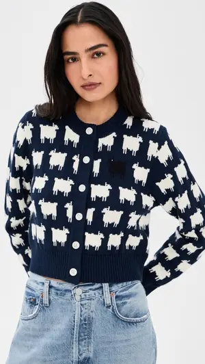 ROWING BLAZERS Cotton Cropped Sheep Cardigan