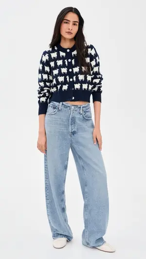 ROWING BLAZERS Cotton Cropped Sheep Cardigan