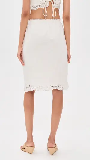 Posse Darya Lace Trim Linen Blend Skirt