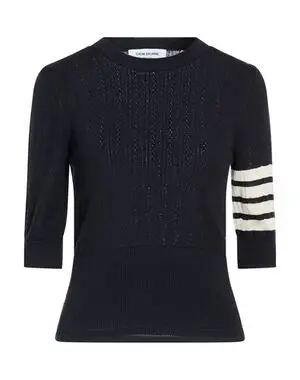 Thom Browne Cotton And Silk Knit Sweater - Navy