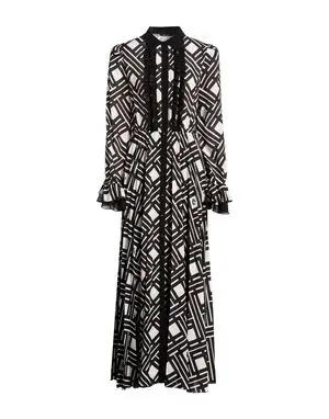 CRISTINAEFFE Geometric Print Georgette Maxi Shirt Dress