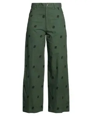 ARIZONA LOVE Wide Leg Embroidered Cotton Blend Pants - Green
