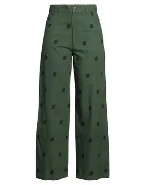 ARIZONA LOVE Wide Leg Embroidered Cotton Blend Pants - Green