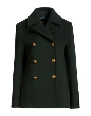 SEALUP Pea Coat In Emerald Wool And Polyamide